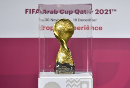 Fifa Arab Cup Trophy Displayed During Editorial Stock Photo - Stock ...
