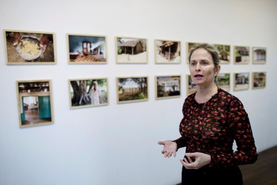 Curator Adrienne Samos Speaks During Interview Editorial Stock Photo ...