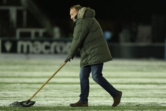 Ground Staff Shovel Away Snow During Editorial Stock Photo - Stock ...