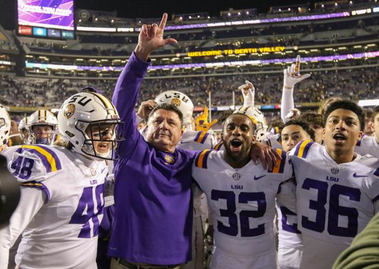 Lsu Head Coach Ed Orgeron Leads Editorial Stock Photo - Stock Image ...