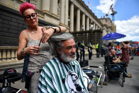 Protester Has His Hair Cut During Editorial Stock Photo - Stock Image ...