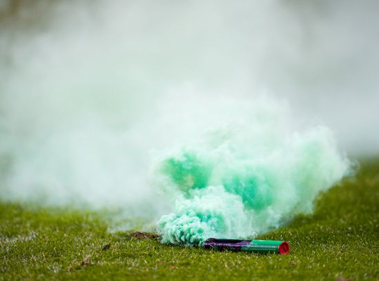 Smoke Rises Green Smoke Bomb Thrown Editorial Stock Photo - Stock Image ...