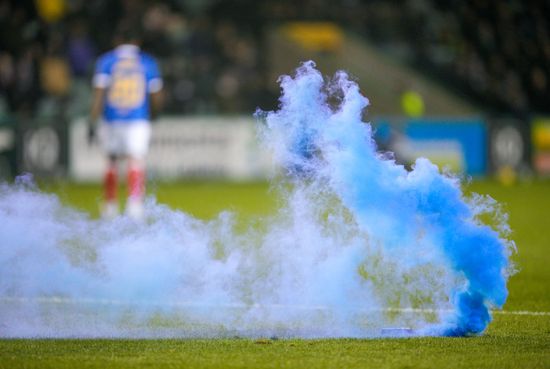 Smoke Rises Blue Smoke Bomb Thrown Editorial Stock Photo - Stock Image ...