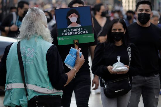Person Distributes Antibacterial Gel Masks Passersby Editorial Stock ...
