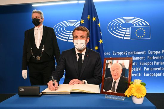 French President Emmanuel Macron C Signs Editorial Stock Photo - Stock ...