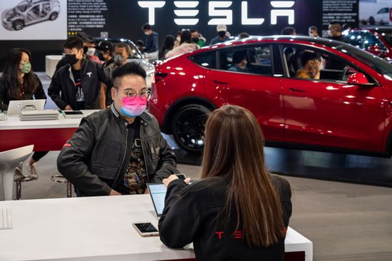 Visitor Seen Purchasing Tesla Car American Editorial Stock Photo ...