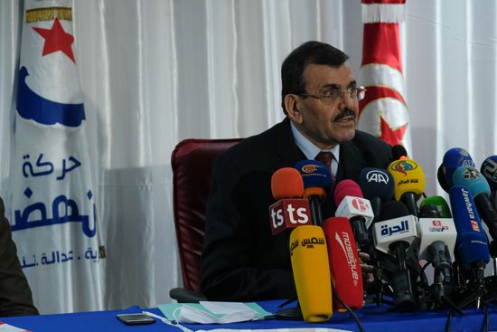 Ali Larayedh Adresses Journalists Press Conference Editorial Stock ...
