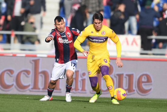 Dusan Vlahovic Fiorentina Gary Medel Bologna Editorial Stock Photo ...
