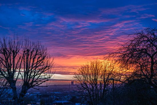 Colourful Sunrise Firesky On Bright Morning Editorial Stock Photo ...