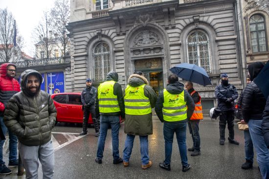 Illustration Picture Shows Protest Action Taxi Editorial Stock Photo ...