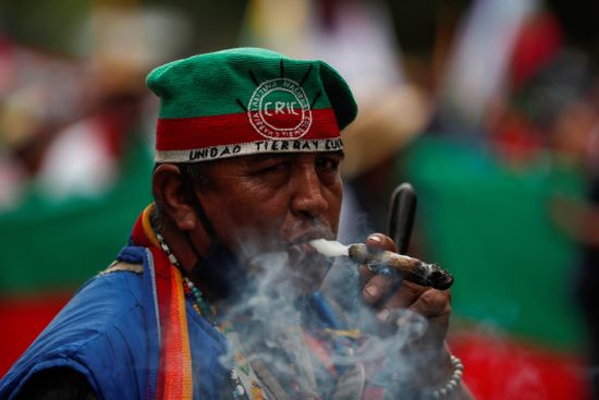 Colombian Indigenous Smokes Tobacco During March Editorial Stock Photo ...