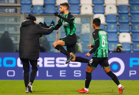 Sassuolos Domenico Berardi C Celebrates Team Editorial Stock Photo ...