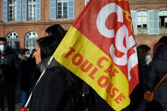 Woman Holds Flag Cgt Caf Union Editorial Stock Photo - Stock Image | Shutterstock