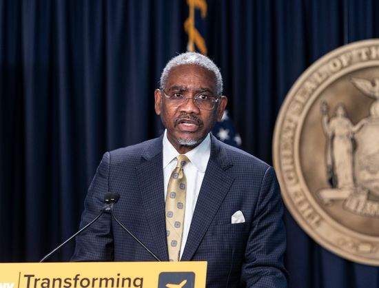 Congressman Gregory Meeks Speaks During Governor Editorial Stock Photo ...