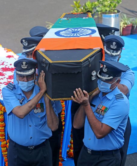 Indian Air Force Officials Carry Coffin Editorial Stock Photo - Stock ...