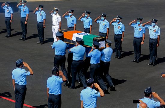 Indian Air Force Officials Carry Coffin Editorial Stock Photo - Stock ...