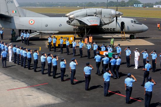 Indian Air Force Officials Carry Coffin Editorial Stock Photo - Stock ...