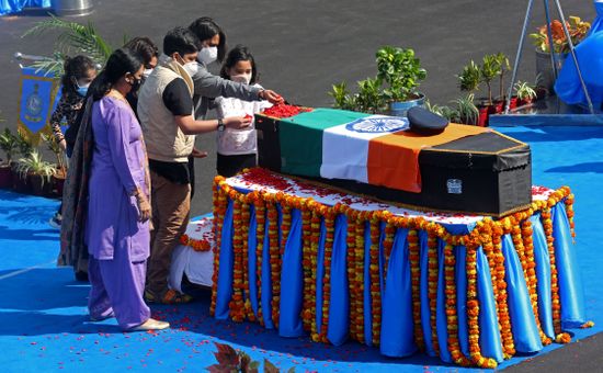 Relatives Pay Tribute Late Indian Air Editorial Stock Photo - Stock ...