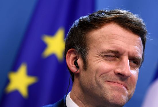 Frances President Emmanuel Macron Blinks Eye Editorial Stock Photo ...