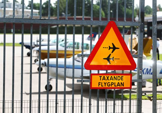 Sign Warning Aircraft Airport Editorial Stock Photo - Stock Image ...