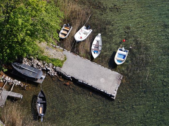 Aerial View Jetty Small Boats Lake Editorial Stock Photo - Stock Image ...