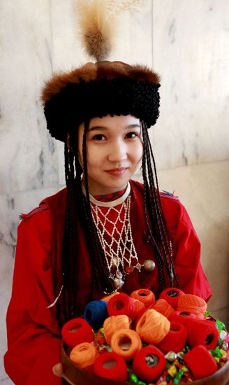 Young Woman Poses Opening Handicrafts Championship Editorial Stock ...