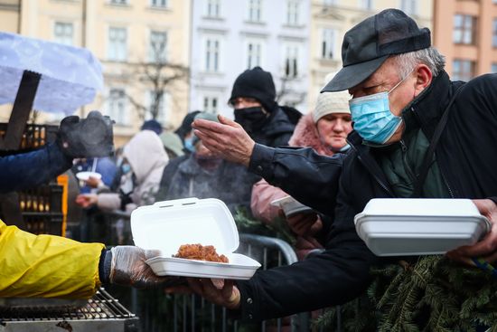 Traditional Dumplings Pierogi Being Distributed During Editorial Stock ...