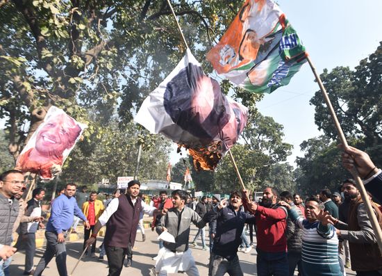 Youth Congress Activists Burn Effigy During Editorial Stock Photo ...