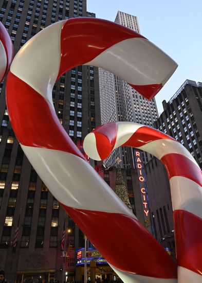 Holiday Decorations Shape Candy Canes Across Editorial Stock Photo ...