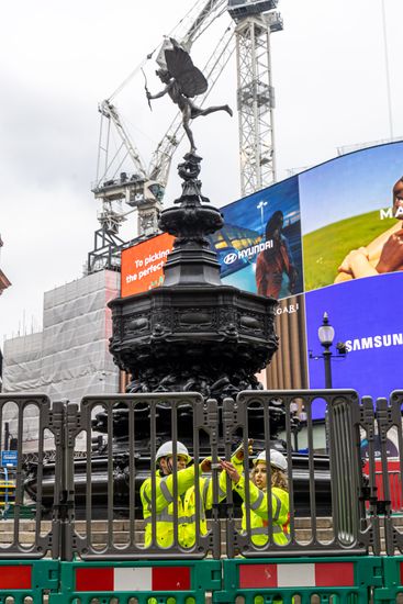 Boarded Eros Statue Piccadilly Circus London Editorial Stock Photo ...