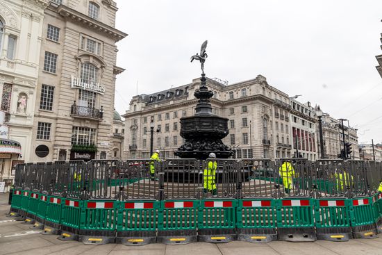 Boarded Eros Statue Piccadilly Circus London Editorial Stock Photo ...