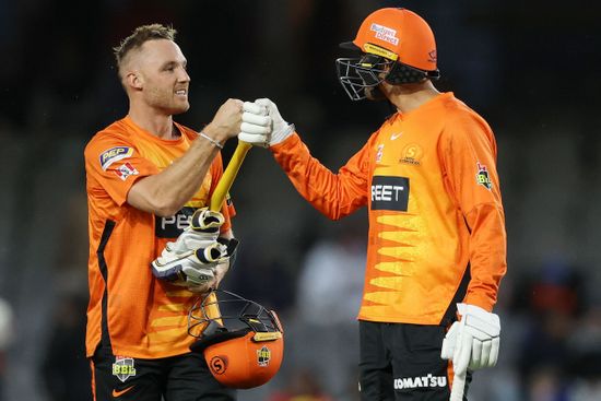 Laurie Evans Scorchers L Celebrates Ashton Editorial Stock Photo ...