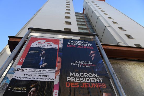 Photo Illustration Posters President Emmanuel Macron Editorial Stock ...