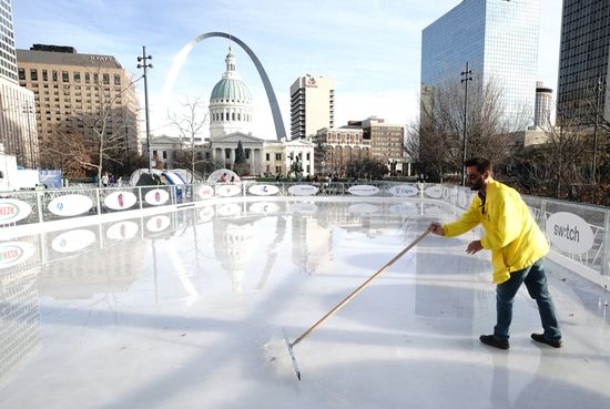 Ice Attendant Eric Jablonski Squeegees Water Editorial Stock Photo ...