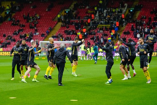 Watford Squad Warms Before Kick Off Editorial Stock Photo - Stock Image ...