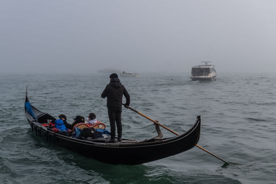 Gondola Navigating Bacino San Marco Covered Editorial Stock Photo ...