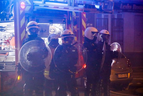 Policemen Protect Firemen Working Put Out Editorial Stock Photo - Stock ...