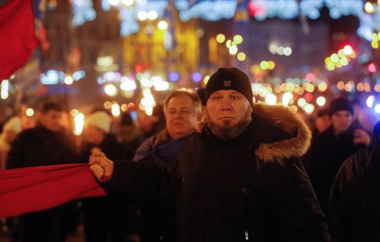Marching People Carry Torches Nationalist Flags Editorial Stock Photo ...