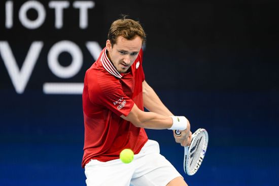 Daniil Medvedev Russia Plays Backhand During Editorial Stock Photo ...