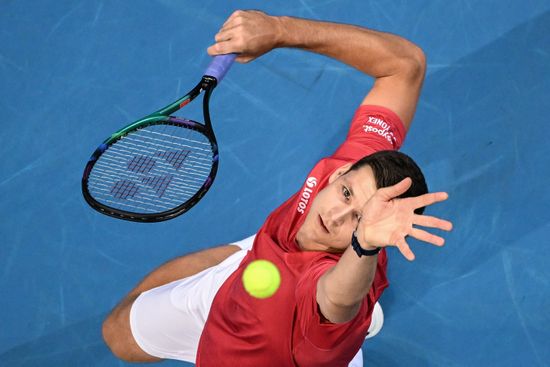 Hubert Hurkacz Team Poland Serves During Editorial Stock Photo - Stock ...