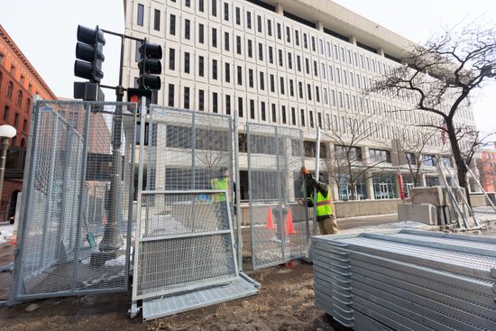 Workers Install Security Fencing Barriers Warren Editorial Stock Photo ...