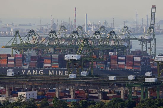 Container Vessel Docks Pasir Panjang Terminal - Foto de stock de ...