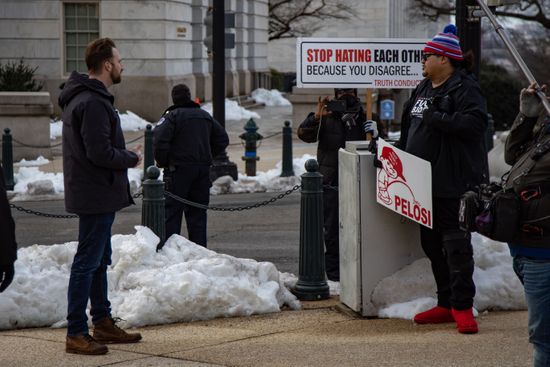 Man Interviews Trump Supporter Who Screaming Editorial Stock Photo ...
