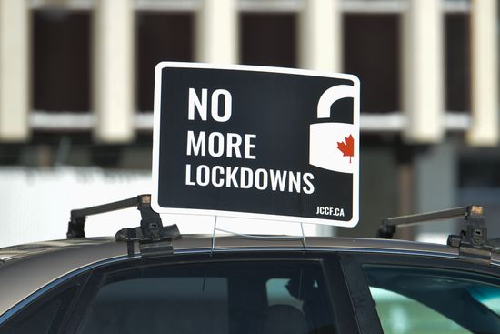 Placard Words No More Lockdowns Attached Editorial Stock Photo - Stock ...