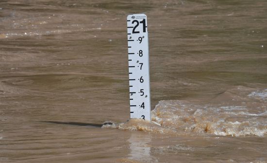 Flood Water Level Marker Seen Flood Editorial Stock Photo - Stock Image ...