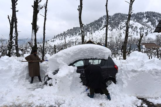 People Clear Snow Noorabad Village On Editorial Stock Photo - Stock ...