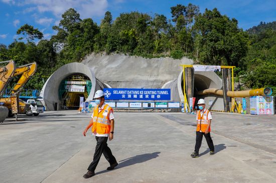 Workers Walk Near Genting Tunnel Portal Editorial Stock Photo - Stock ...