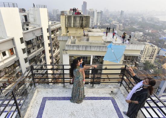 People Fly Kites On Terrace During Editorial Stock Photo - Stock Image ...