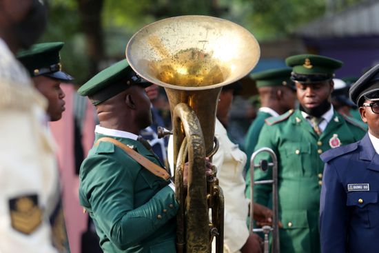 Soldier Holds Tuba Start Celebration Marking Editorial Stock Photo ...