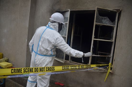 Fire Forensic Expert Seen Collecting Evidence Editorial Stock Photo ...